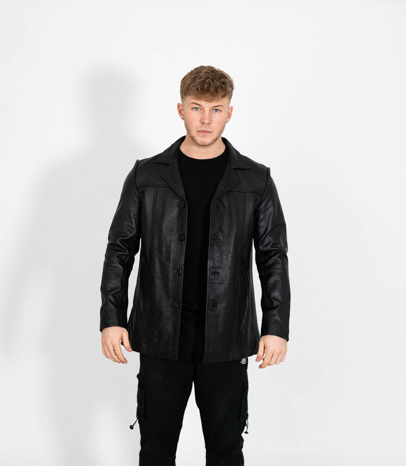 Men's Classic Leather Reefer Jacket - Black – Brick Lane Leather Co.