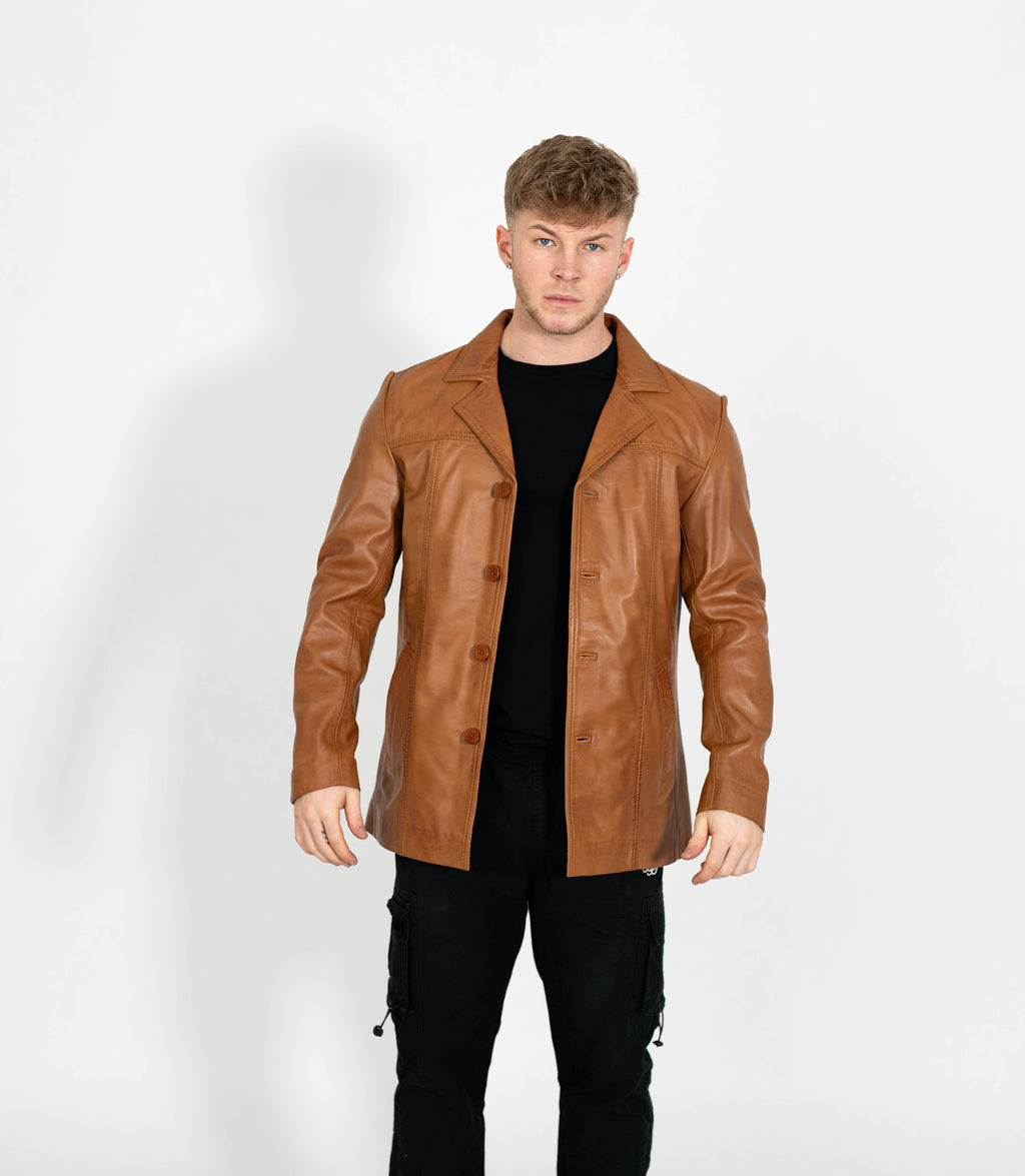 Men's Classic Leather Reefer Jacket - Tan – Brick Lane Leather Co.